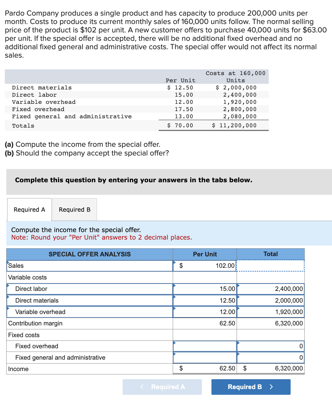 Solved Pardo Company produces a single product and has | Chegg.com