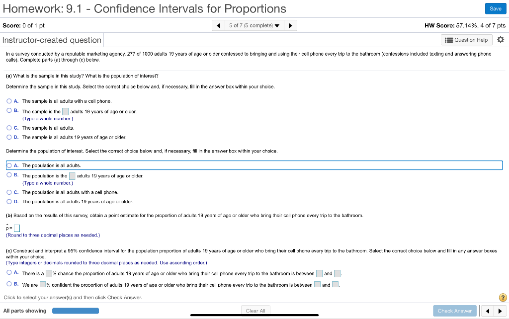 Solved Homework: 9.1 - Confidence Intervals for Proportions | Chegg.com