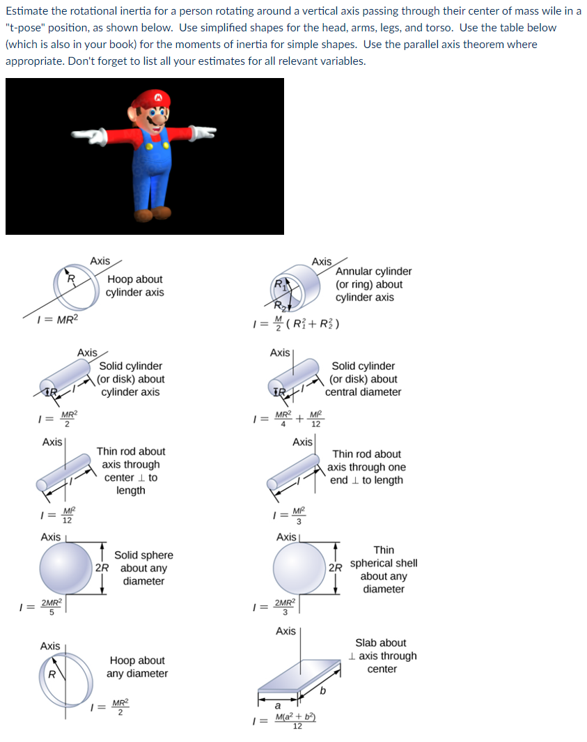 Solved Estimate the rotational inertia for a person rotating | Chegg.com