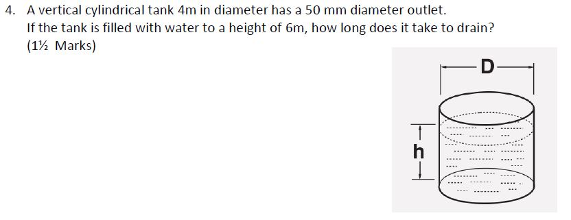 Solved 4. A vertical cylindrical tank 4m in diameter has a | Chegg.com