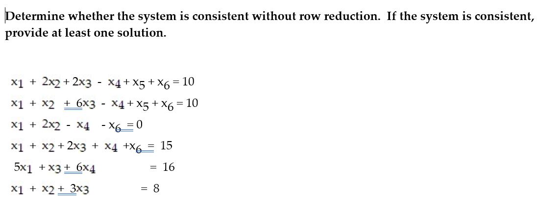 Solved Determine whether the system is consistent without | Chegg.com