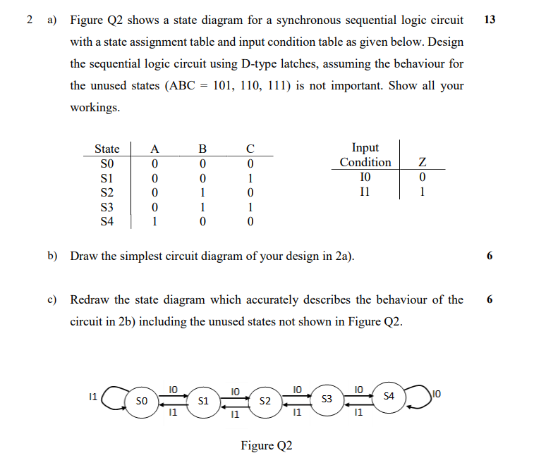 Solved 13 2 a) Figure Q2 shows a state diagram for a | Chegg.com