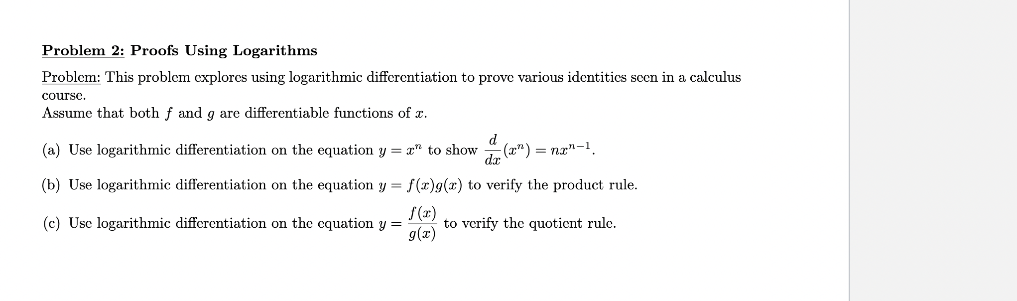 Solved Problem 2: Proofs Using Logarithms Problem: This | Chegg.com