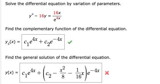 Solved Solve the differential equation by variation of | Chegg.com