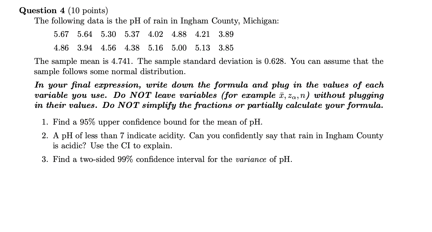 Solved Question 4 (10 points) The following data is the pH | Chegg.com