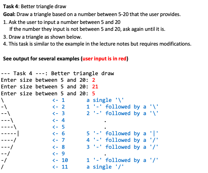 Solved Task 4: Better triangle draw Goal: Draw a triangle | Chegg.com