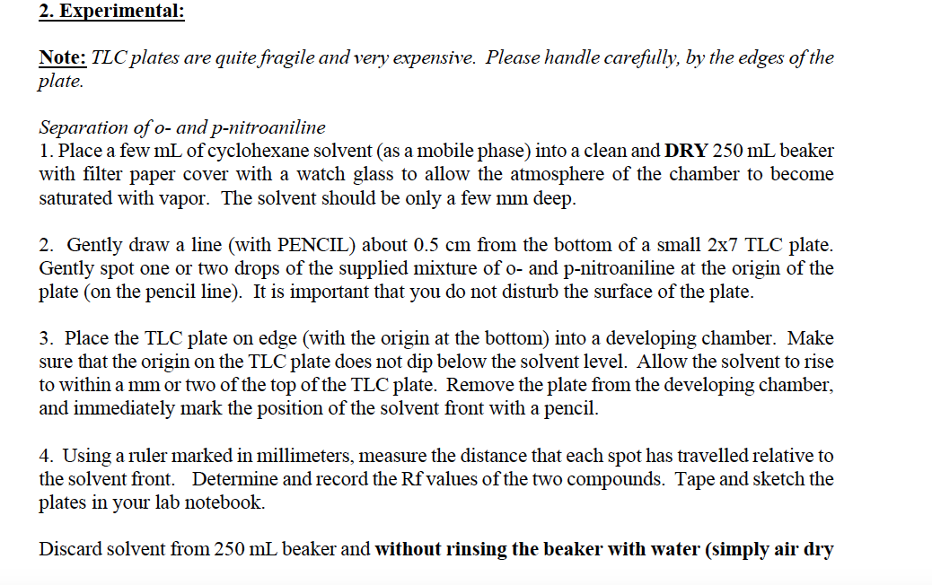 Solved Experiment 2: Introduction to Chromatography A: | Chegg.com