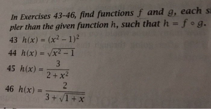 In Exercises 43 46 Find Functions F And G Each Si