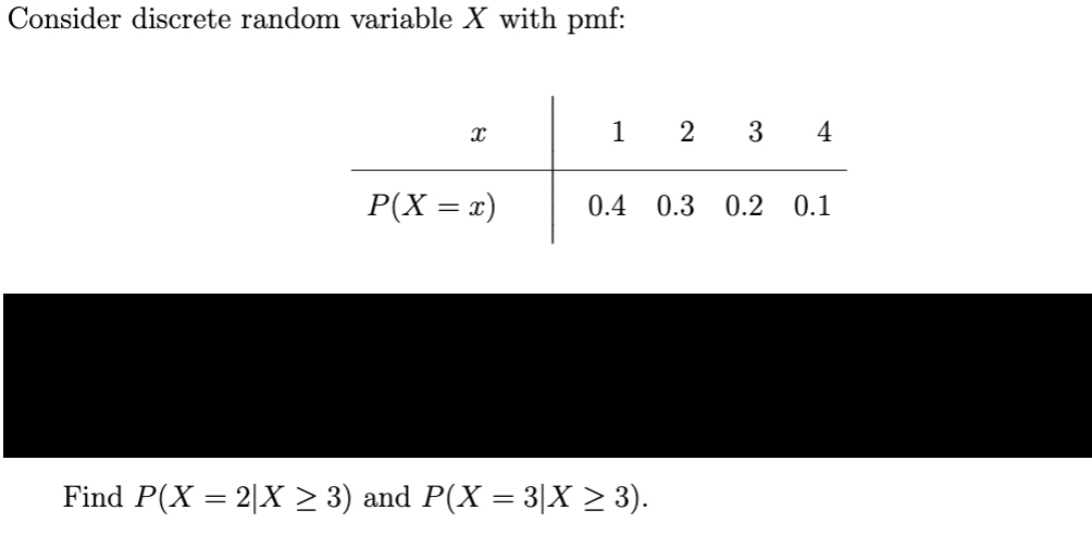 Solved Consider discrete random variable X with pmf: х 1 2 3 | Chegg.com
