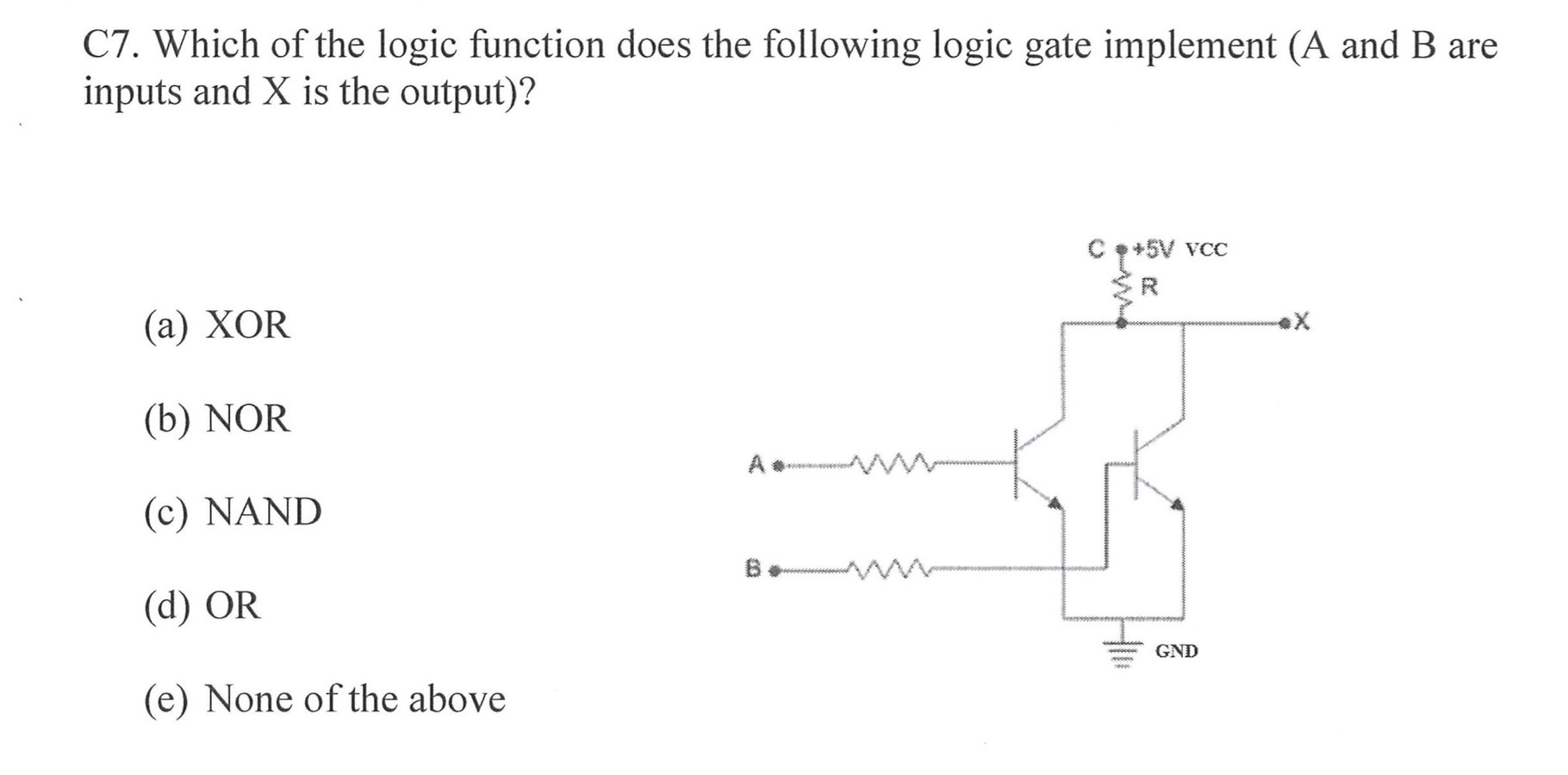 Solved C7. Which of the logic function does the following | Chegg.com