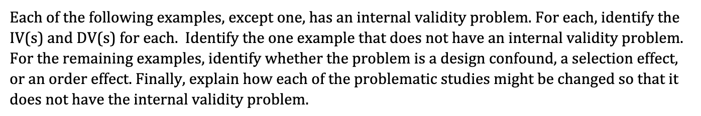 Solved Each of the following examples, except one, has an | Chegg.com