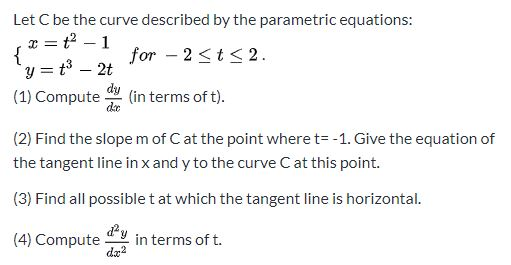 Solved Let C be the curve described by the parametric | Chegg.com