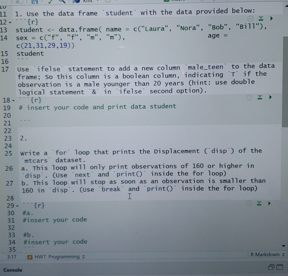Solved SRL 11 1. Use the data frame student with the data | Chegg.com