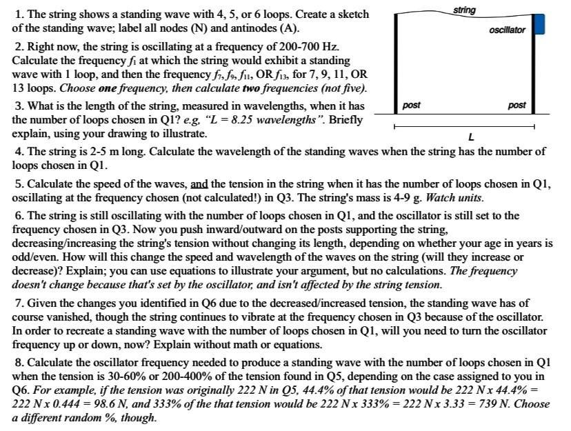 Solved 1. The string shows a standing wave with 4, 5, or 6 | Chegg.com