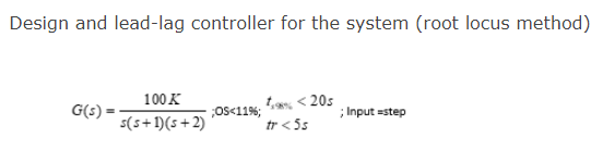 Solved Design and lead-lag controller for the system (root | Chegg.com