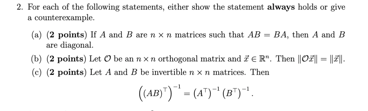 Solved 2. For each of the following statements, either show | Chegg.com