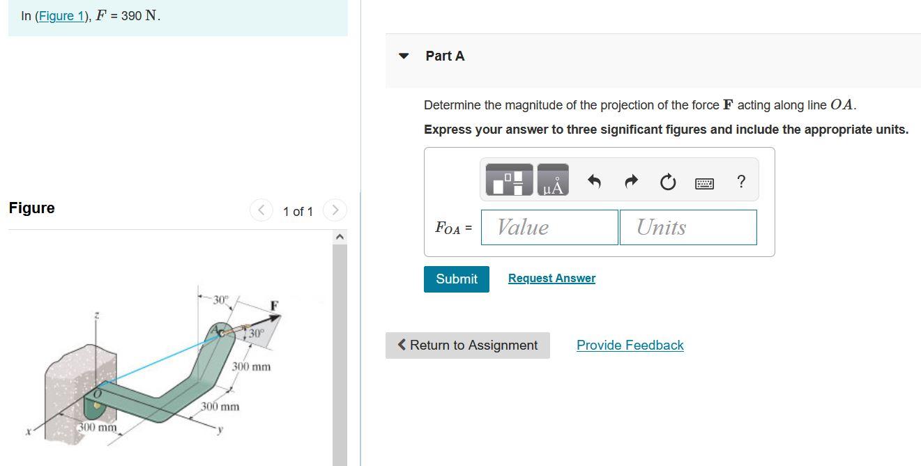 Solved In Figure 1 F 390 N Part A Determine The
