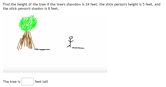 Solved Find the height of the tree if the tree's shawdow is | Chegg.com