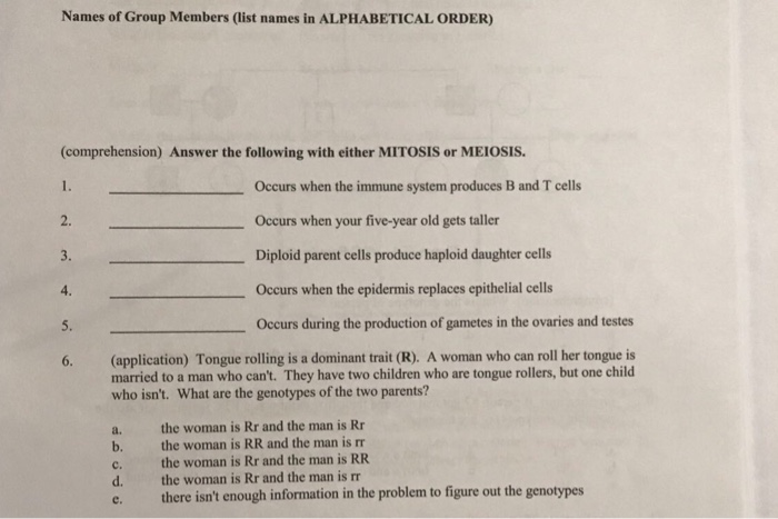 Solved Names of Group Members (list names in ALPHABETICAL | Chegg.com
