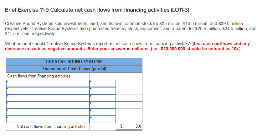 Solved Brief Exercise 11-9 Calculate net cash flows from | Chegg.com