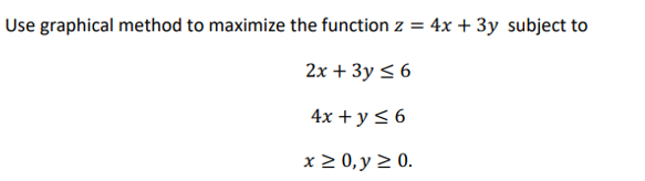 Solved Use graphical method to maximize the function z=4x+3y | Chegg.com