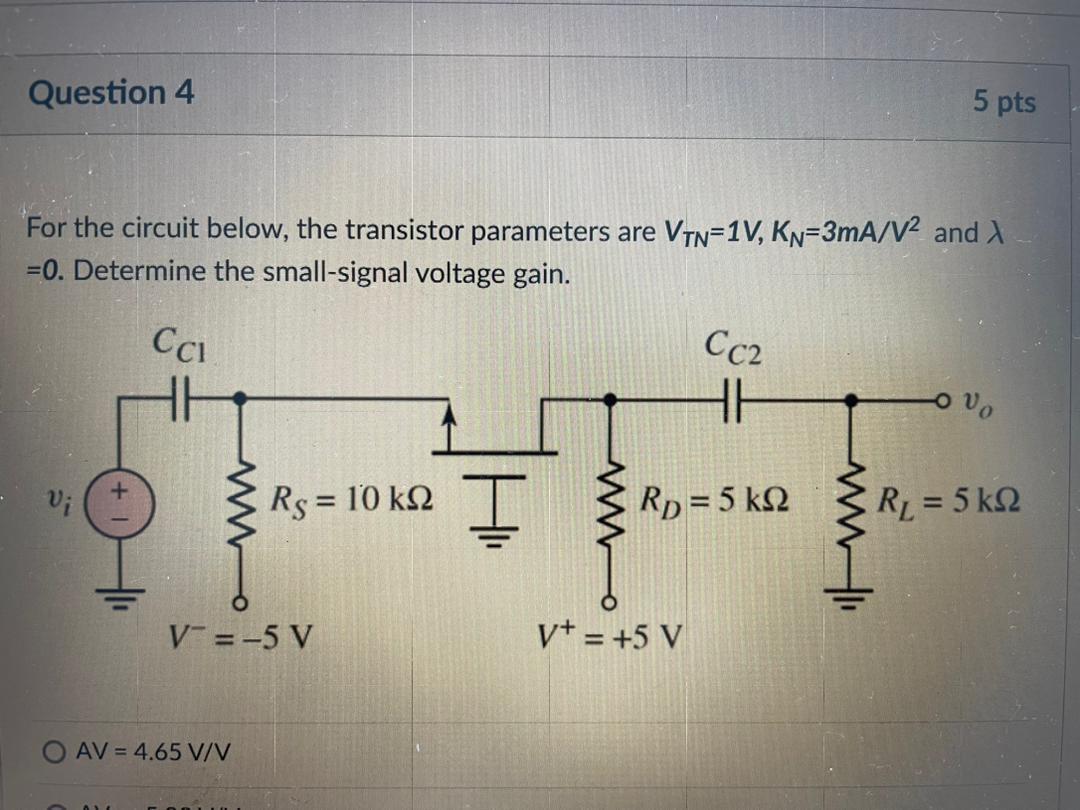 Solved For the circuit below, the transistor parameters are | Chegg.com