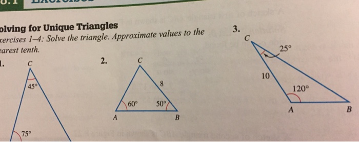 Solved Solve the triangle. Approximate values to the nearest | Chegg.com