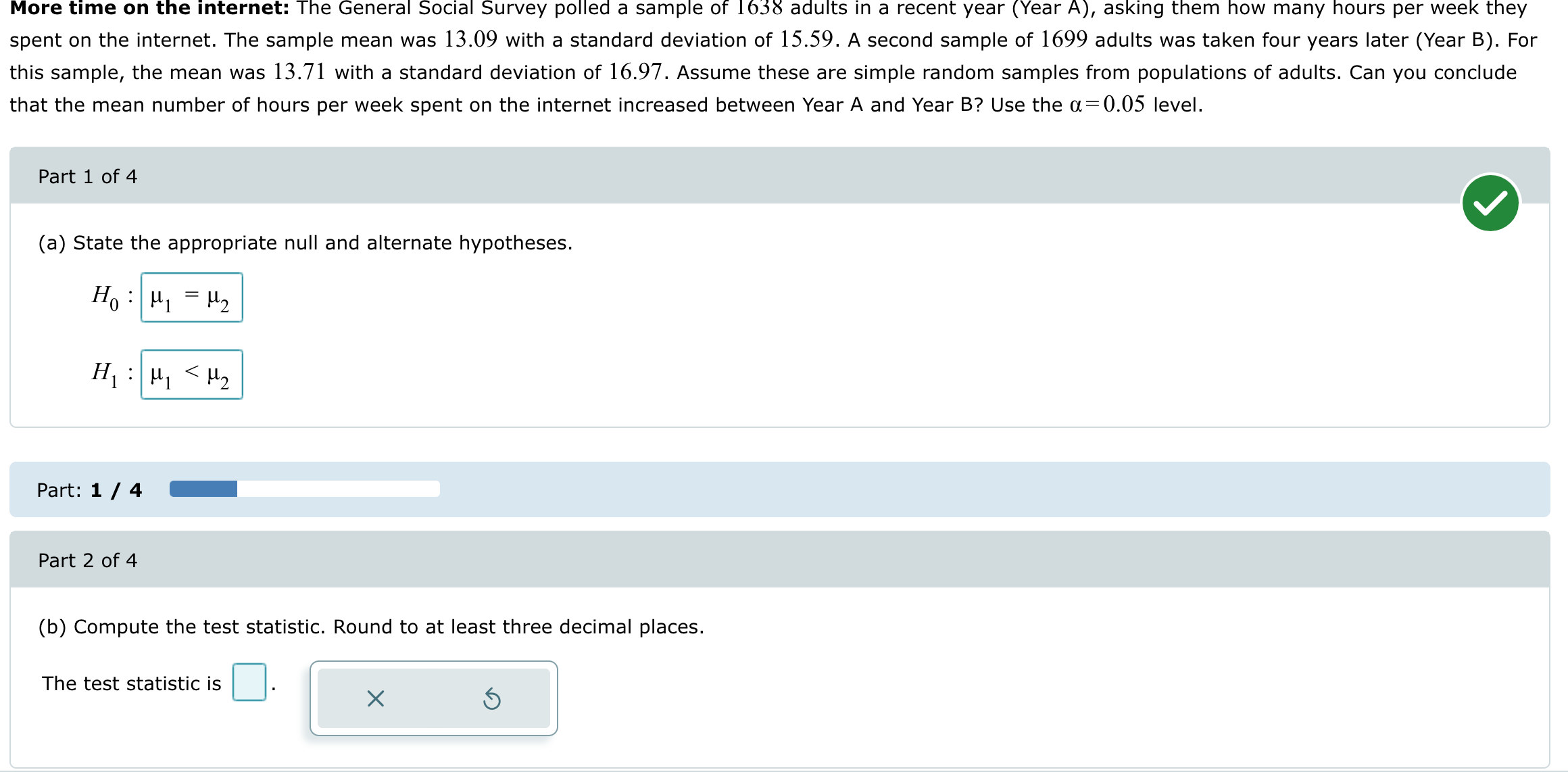 Solved (a) State the appropriate null and alternate | Chegg.com