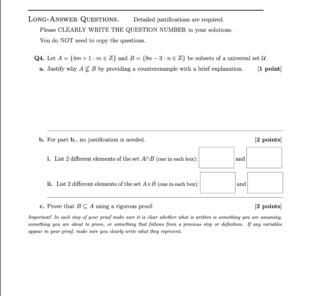 Solved LONG-ANSWER QUESTIONS. Detailed justifications are | Chegg.com