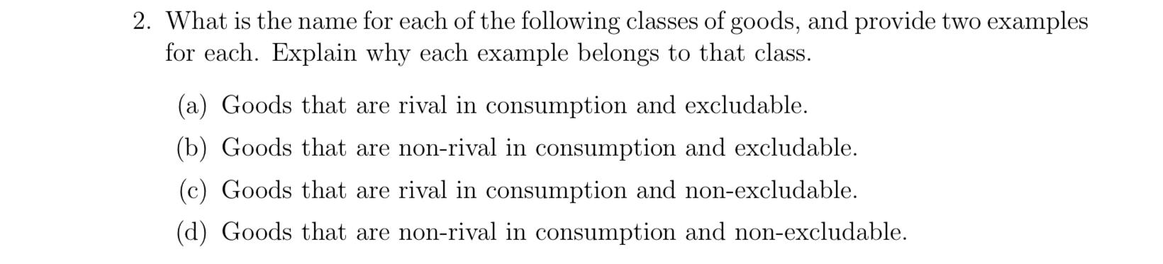 Solved 2. What is the name for each of the following classes | Chegg.com