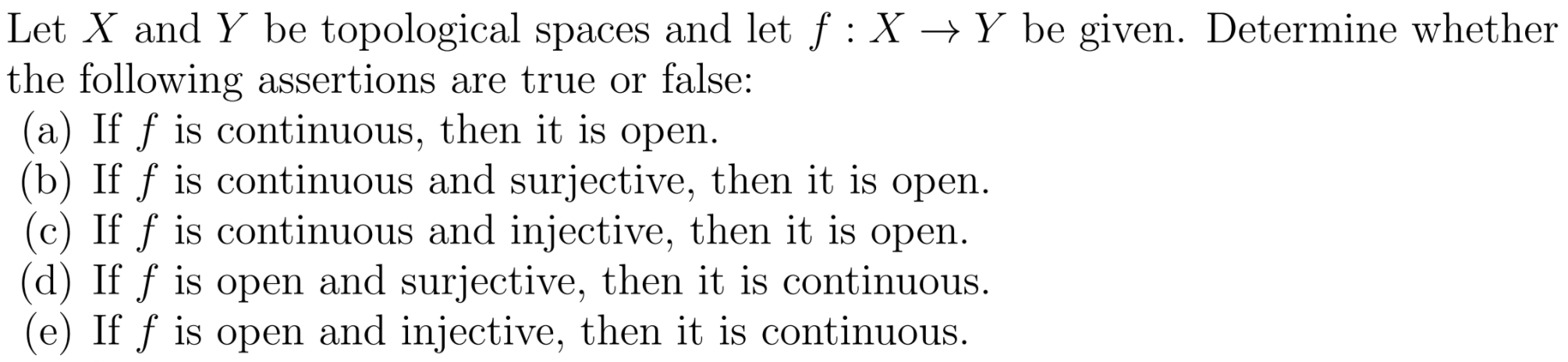 Solved Let X and Y be topological spaces and let f :X + Y be | Chegg.com