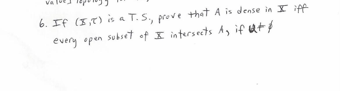 Solved 6. If (Φ,τ) is a T.S., prove that A is dense in X iff | Chegg.com