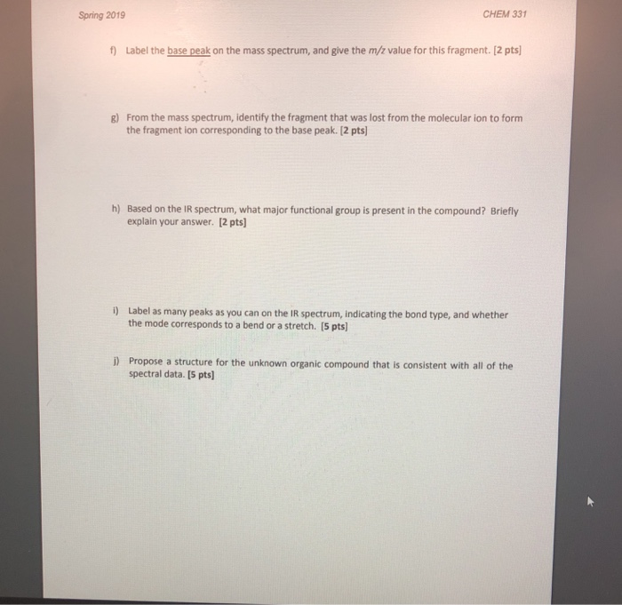 Lab Homework 8 (Spectroscopy Review) Write your | Chegg.com