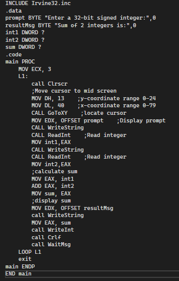 Solved PLEASE USE ASSEMBLY 32BIT/MASM I have completed | Chegg.com