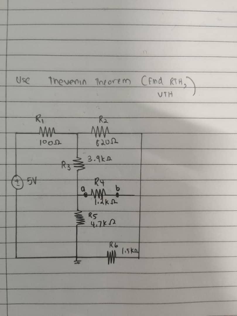 Solved use Thevenin Theorem (find RTH, RTH;) VTH R АЛАЛ loon | Chegg.com