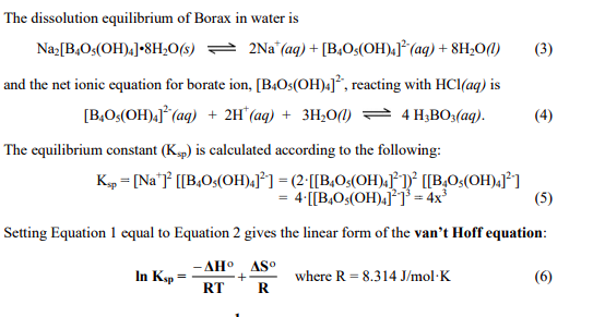 Solved (3) The dissolution equilibrium of Borax in water is | Chegg.com