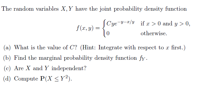Solved The random variables X, Y have the joint probability | Chegg.com