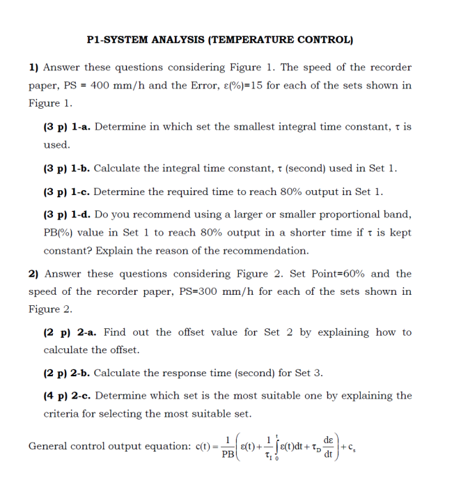 Solved P1-SYSTEM ANALYSIS (TEMPERATURE CONTROL) 1) Answer | Chegg.com