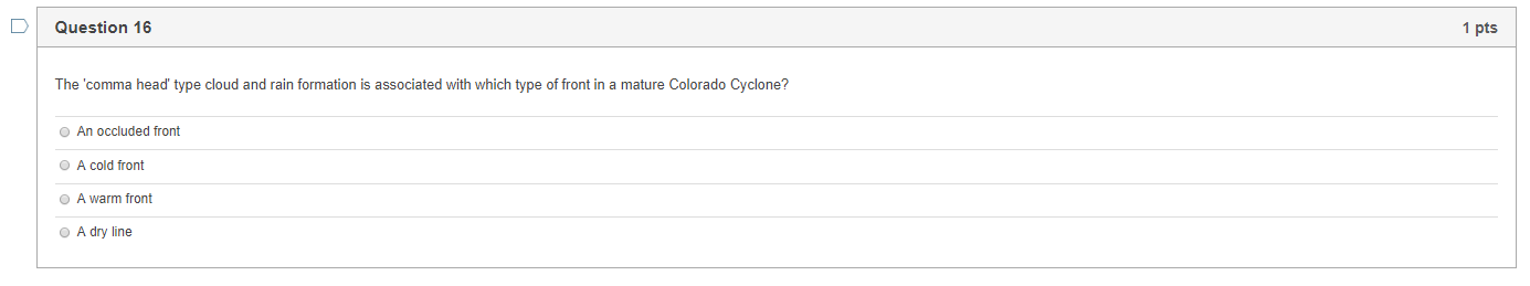Solved Question 16 1 pts The 'comma head' type cloud and | Chegg.com