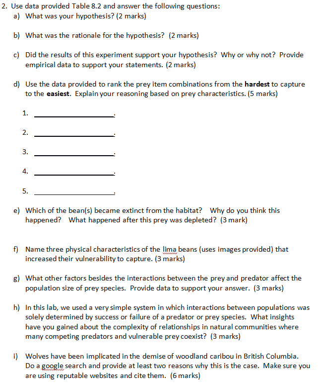 2. Use data provided Table 8.2 and answer the | Chegg.com