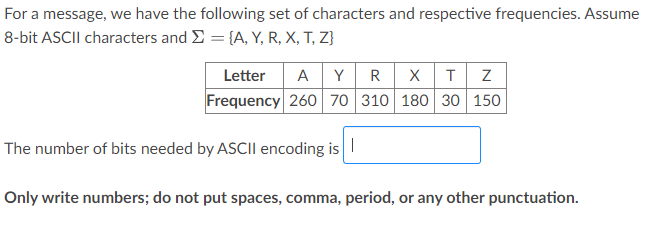 Solved For a message, we have the following set of | Chegg.com