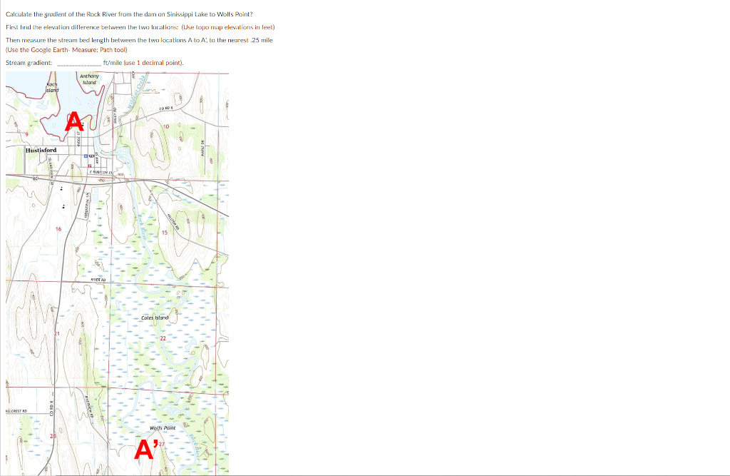 Calculate the gradient of the Rock River from the dam | Chegg.com