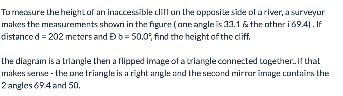 To measure the height of an inaccessible cliff on the | Chegg.com