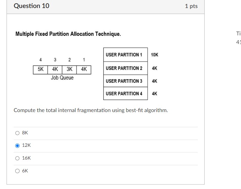 Solved Multiple Fixed Partition Allocation Technique. | Chegg.com