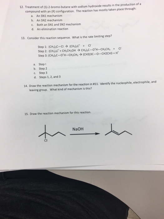 Solved Treatment of (S)-2-bromo-butane with sodium hydroxide | Chegg.com
