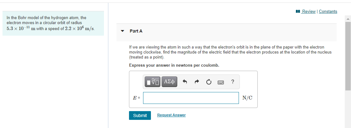 Solved Review Constants In the Bohr model of the hydrogen | Chegg.com