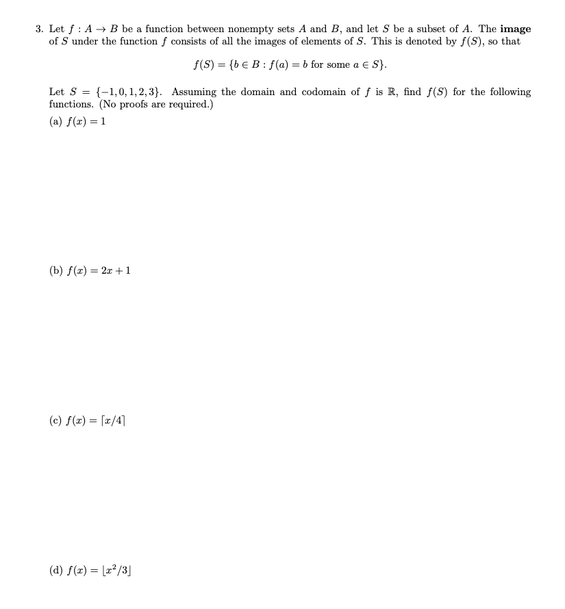 Solved 3. Let f : A + B be a function between nonempty sets | Chegg.com