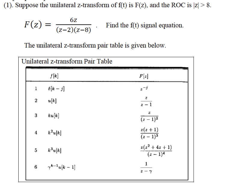 Solved 1). Suppose the unilateral z-transform of f(t) is | Chegg.com