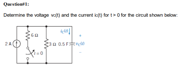 Solved Question#1: Determine the voltage vc(t) and the | Chegg.com