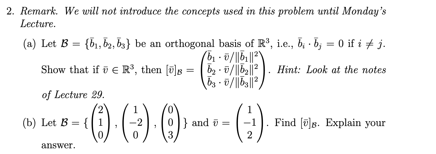 Solved Remark. We will not introduce the concepts used in | Chegg.com